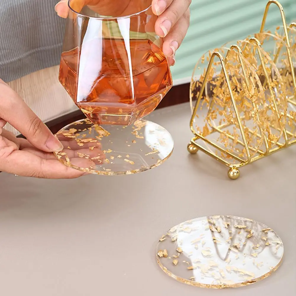 Cup Mat Attractive Elegant Gold Foil Decor Cup Mat Heat Insulation Cup ...