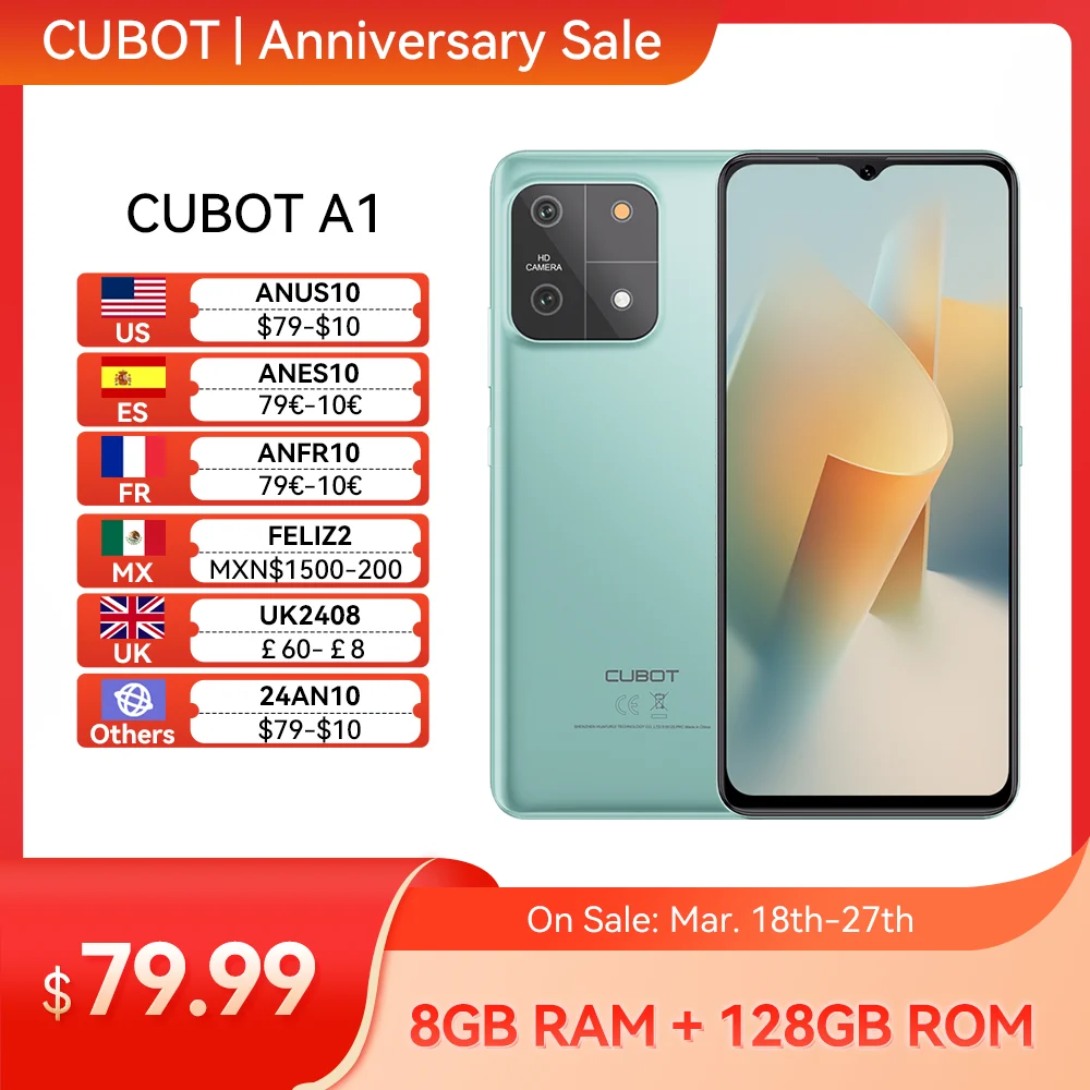 Nuevo-art-culo-Cubot-A1-Smartphone-Android-13-Octa-core-8GB-RAM-4GB-4GB ...