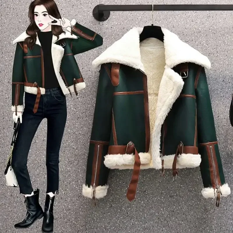 LKSK-Street-Fur-Integrated-Motorcycle-Jacket-for-Women-s-Winter-New ...