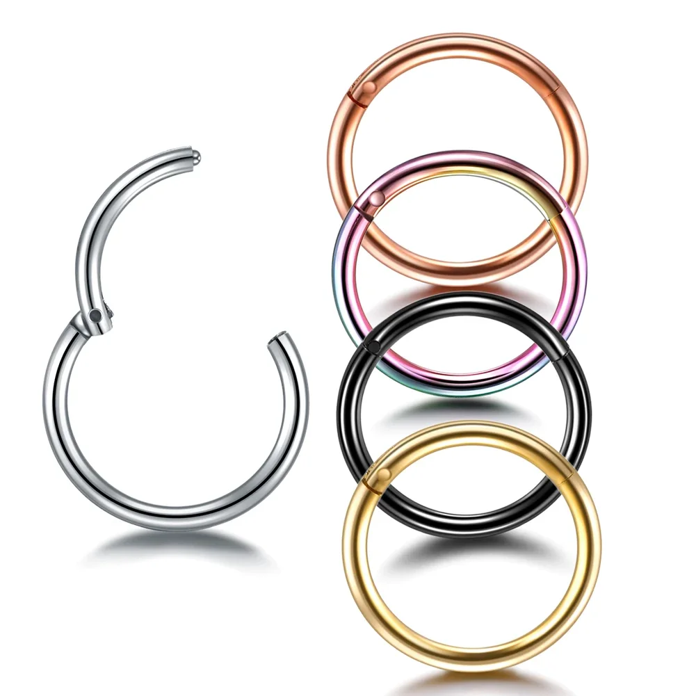 1-5Pc-316L-Stainless-Steel-Twist-Hinged-Septum-Nose-Rings-Hoop-for ...