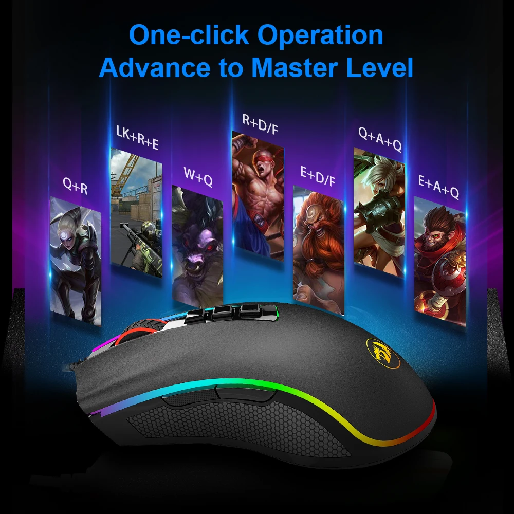 REDRAGON COBRA M711 RGB USB Wired Gaming Mouse 12400 DPI 9 buttons mice ...