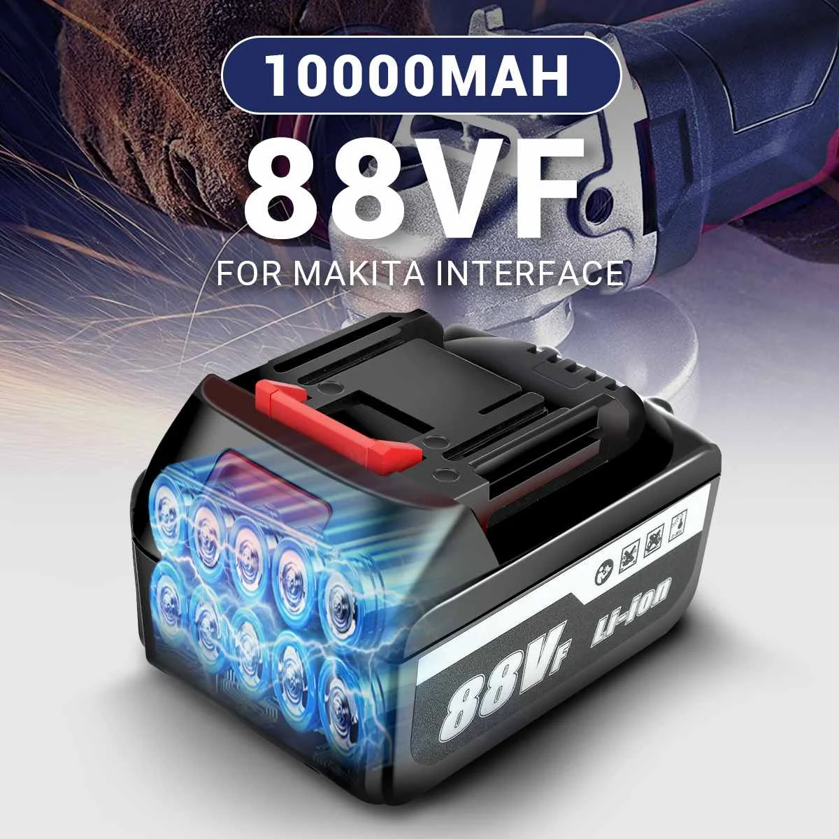 88VF-Lithium-Battery-for-Makita-Interface-10000mAh-Rechargeable-Battery ...