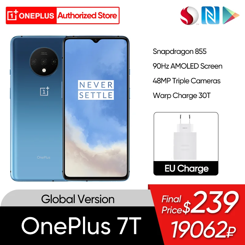 Smartphone OnePlus 7 T 7 T versão global Snapdragon 855 Plus 8GB 128GB 6,55 ''90Hz tela AMOLED ...