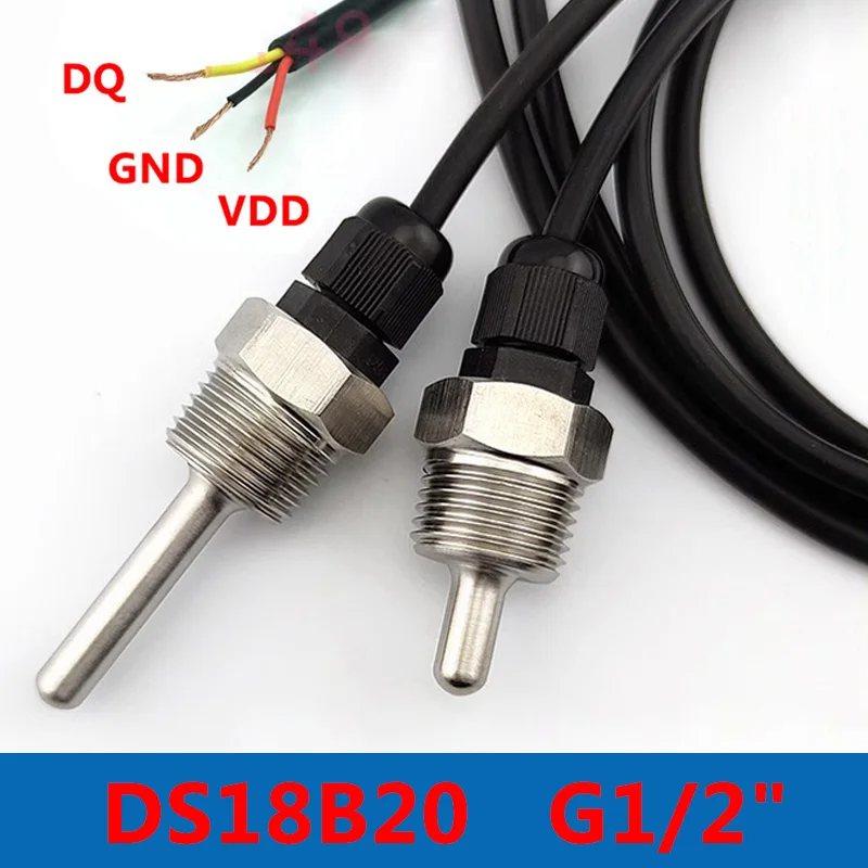 DS18B20-Digital-Temperature-Sensor-G1-2-Thread-Probe-DIA-8mm-PVC-3-core ...