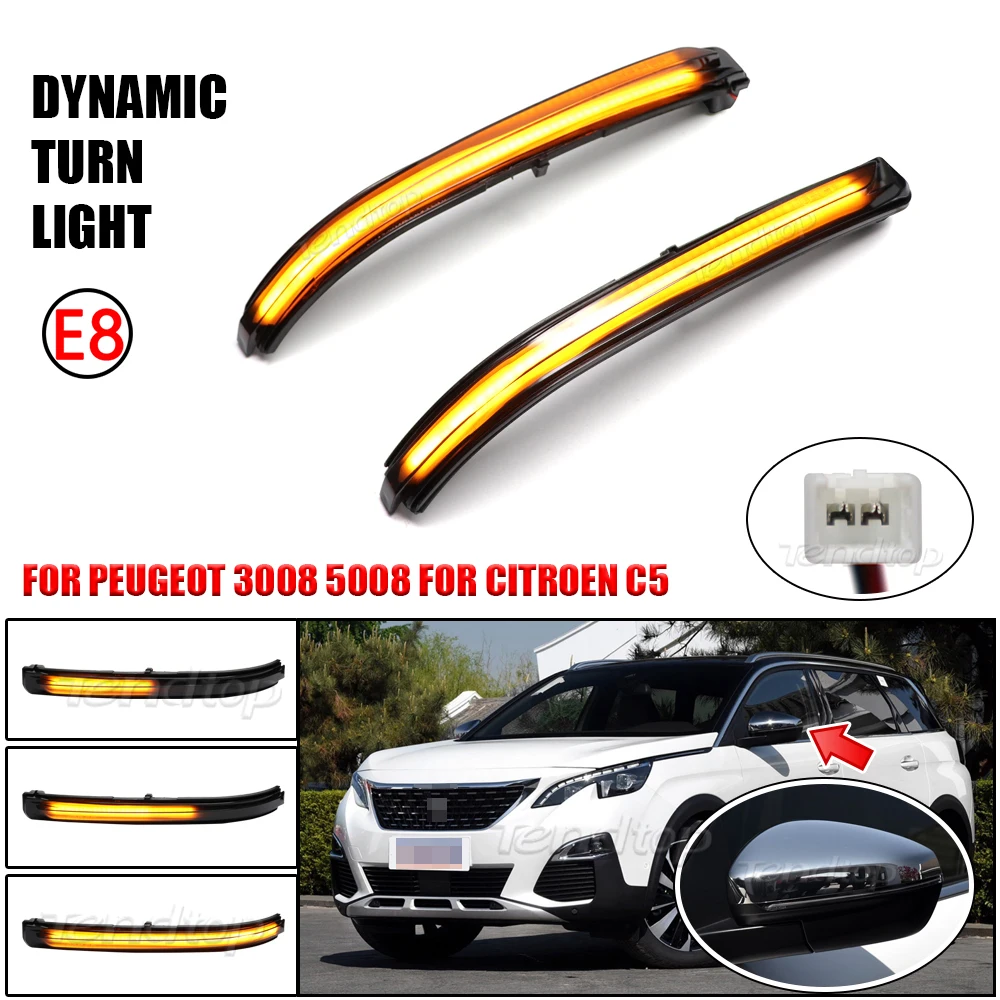 Clignotant LED dynamique pour voiture, pour Peugeot 3008 P84 5008 T87 Citroen C5 Aircross 2017 ...