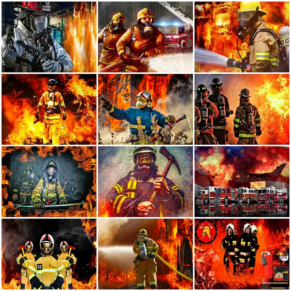 HUACAN-5D-DIY-Diamond-Painting-Firefighter-Full-Square-New-Arrival ...