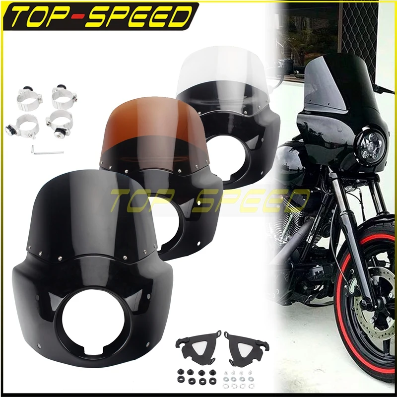 Carenado de luz delantera para Harley Cafe Racer Dyna Street Bob, Faro ...