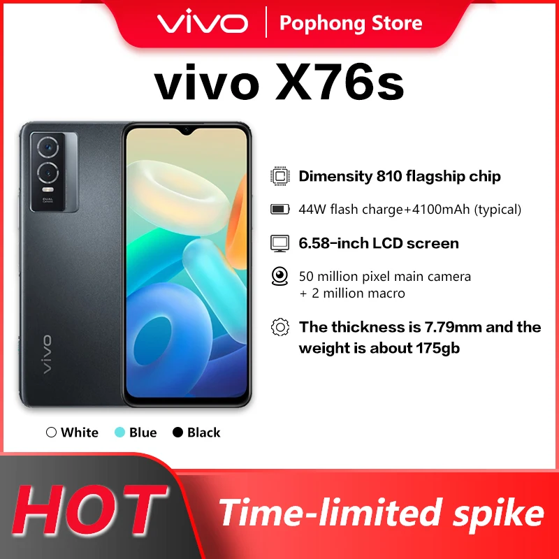 VIVO Y76s 5G SmartPhone 6.58 inch 8GB RAM 128GB/256GB ROM MTK 810 Octa Core 50MP Dual Camera 44W ...