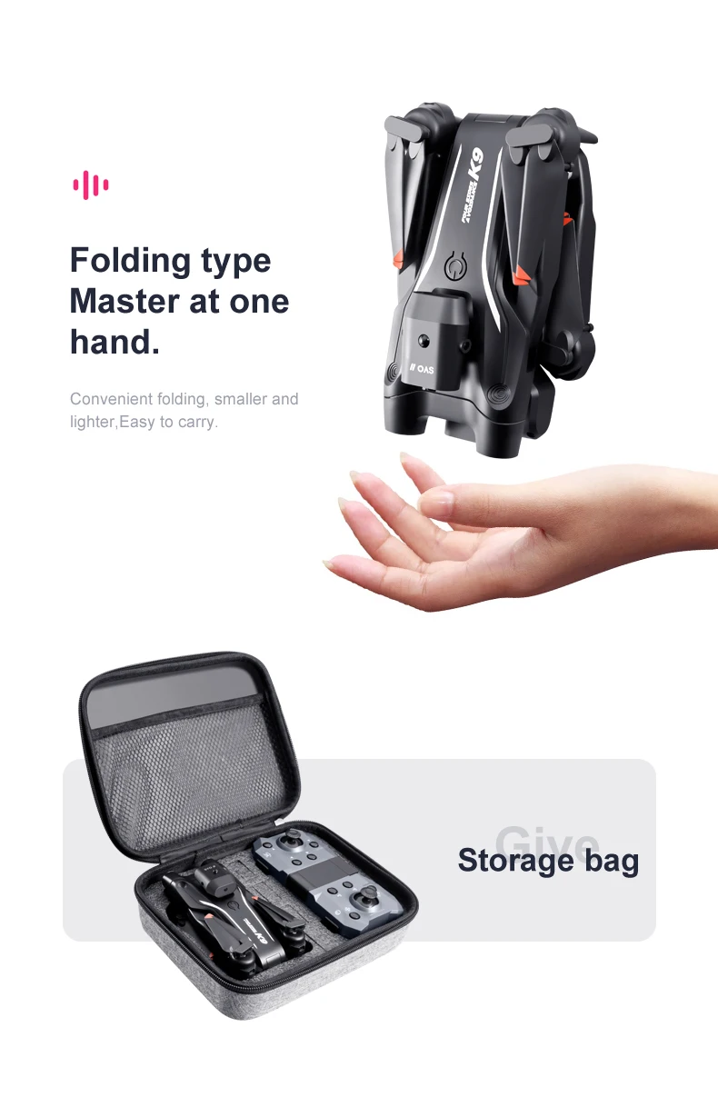 Gris-4K-Bag-2B - Mini Drone K9 PRO professionnel, Caméra HD 4K Vs Z908 ...