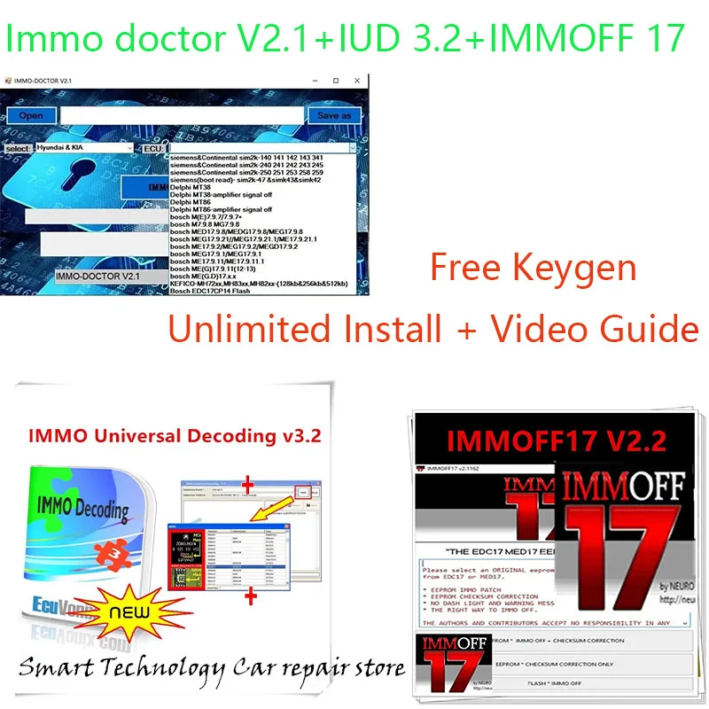 Newest immo doctor v2.1+ IMMOFF 17 + IMMO Universal Decoding 3.2 with ...