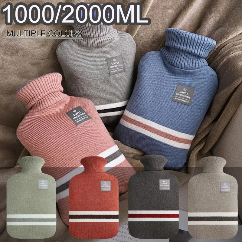 1/2L Hot Water Bottle with Knitted Cover Large Capacity Hot Water Bag ...