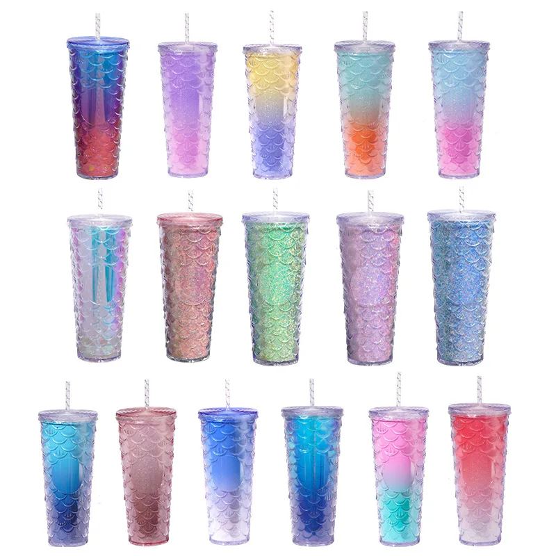 double-wall-DIY-710-24oz-plastic-fish-scales-tumbler-fish-scales-cup ...