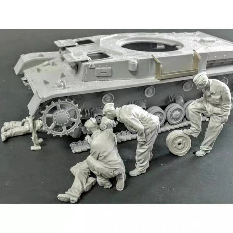 1-35-Die-Cast-Resin-Soldier-Model-Kit-MilitaryTank-Repair-Team-5 ...