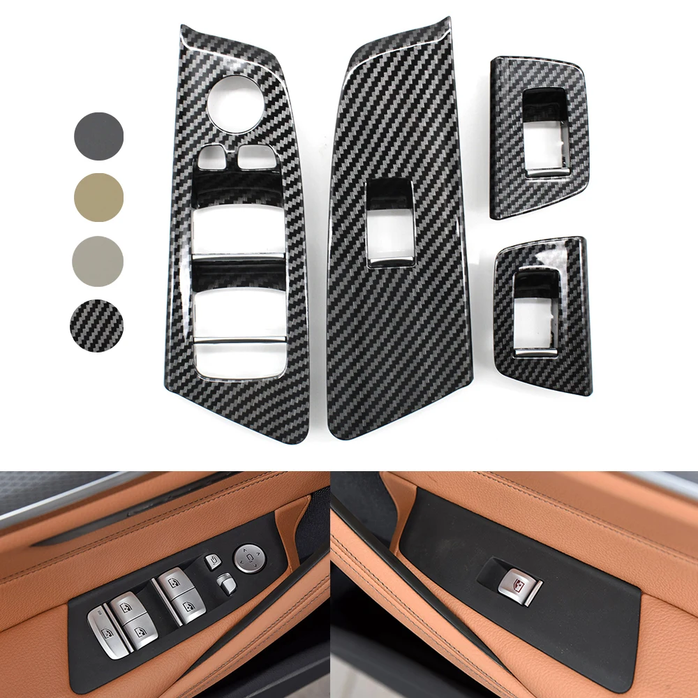 Interior Car Door Carbon Fiber Window Switch Panel Cover Trim ...
