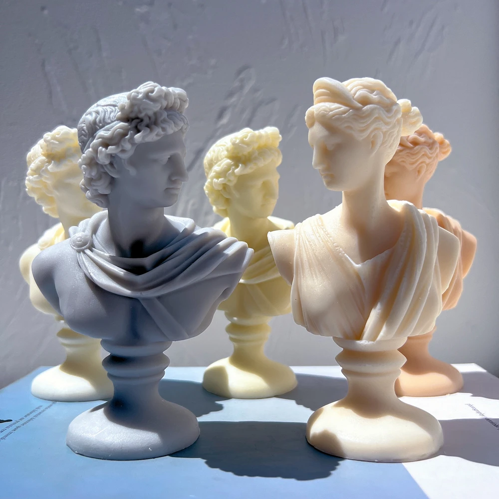 Bust-God-Apollo-Candle-Mold-Artemis-Diana-Silicone-Mold-Greek-Sculpture ...