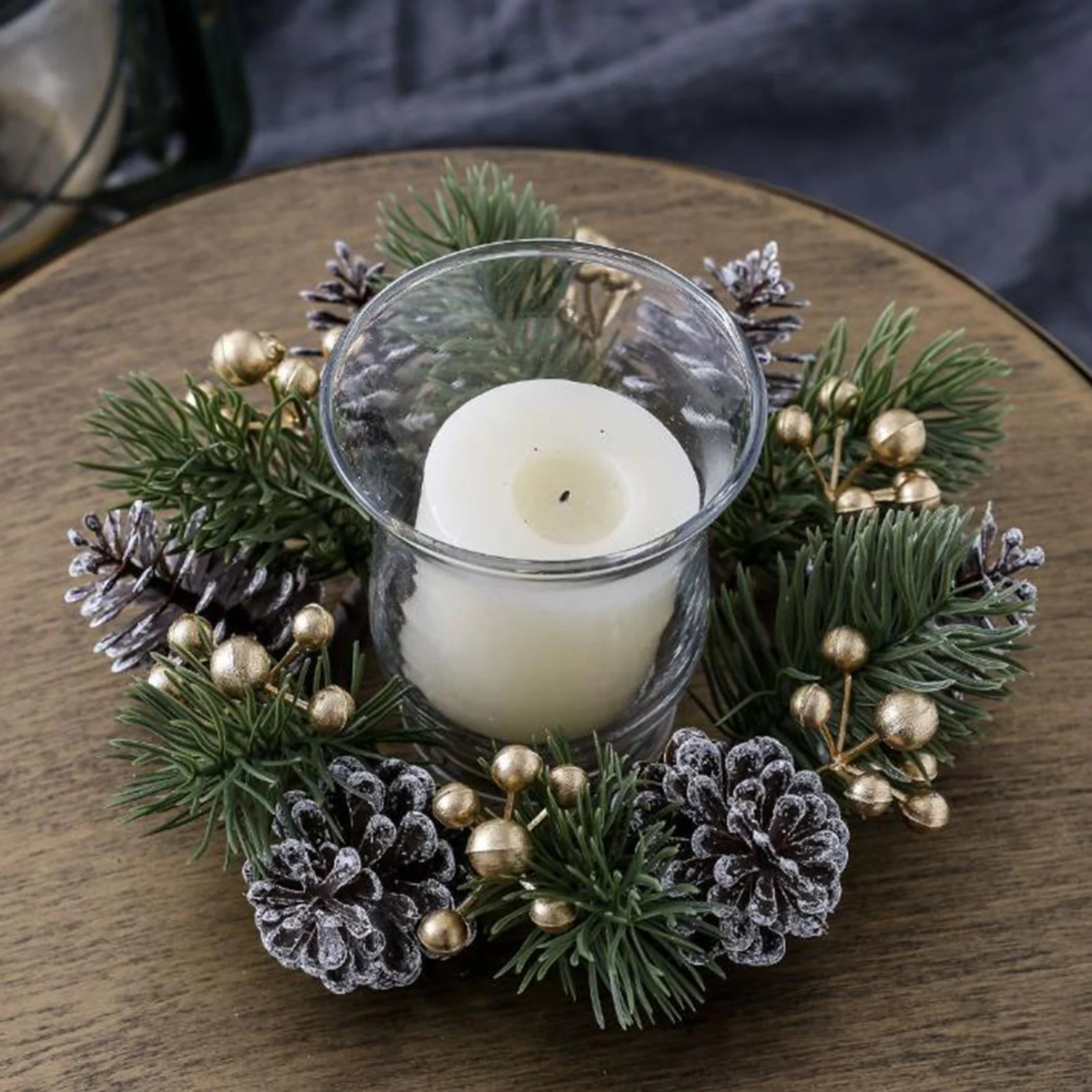 Anillos-de-vela-de-Corona-de-Navidad-cono-de-pino-Artificial-de-A-o ...