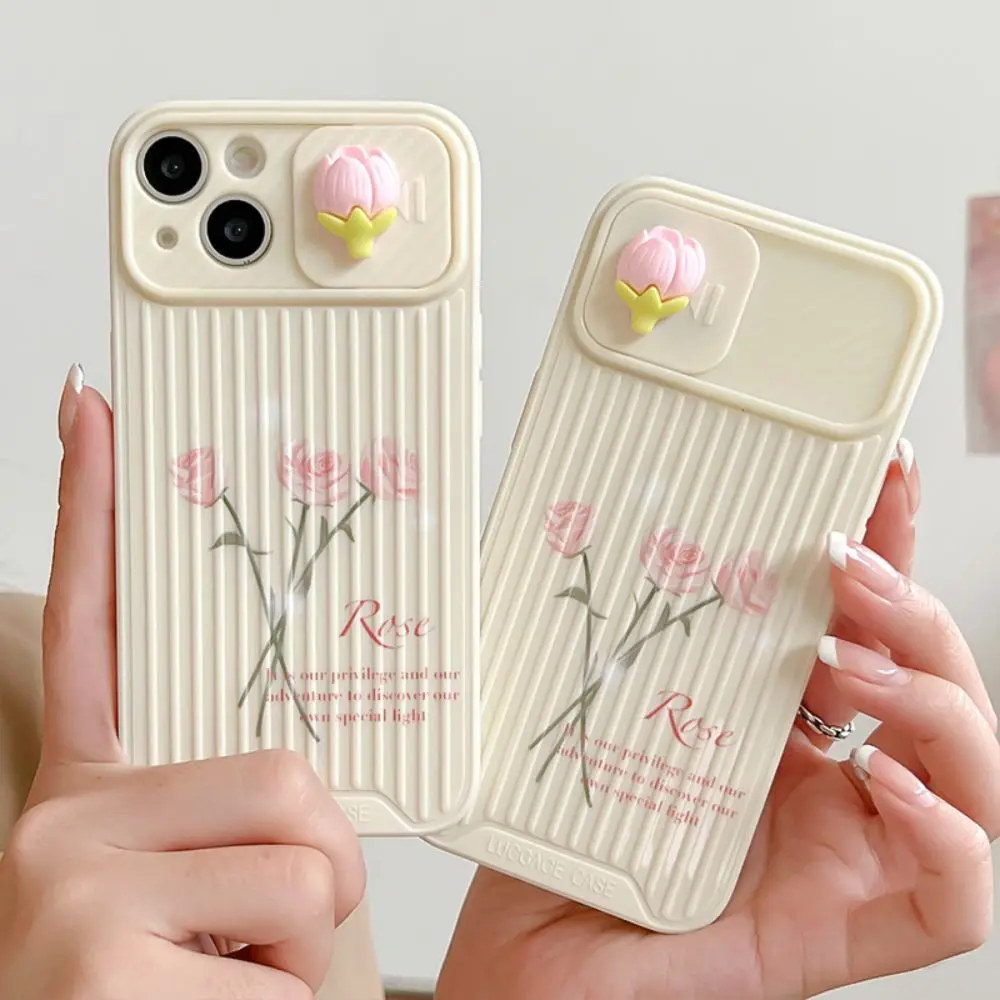 Ins Rose Slide Camera Lens Protection Phone Case For Iphone 13 Pro Max ...