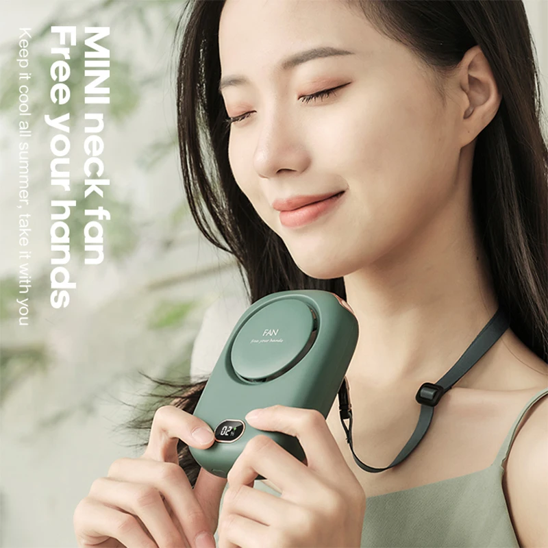 Portable Lazy Hanging Neck Fan Mini Cooling Fans Bladeless USB ...