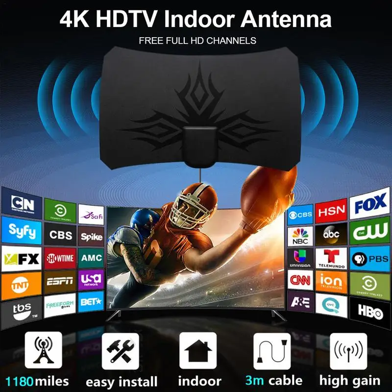 New 4K Indoor TV Antenna 1180 Miles Digital HDTV Indoor Antenna Adopt ...
