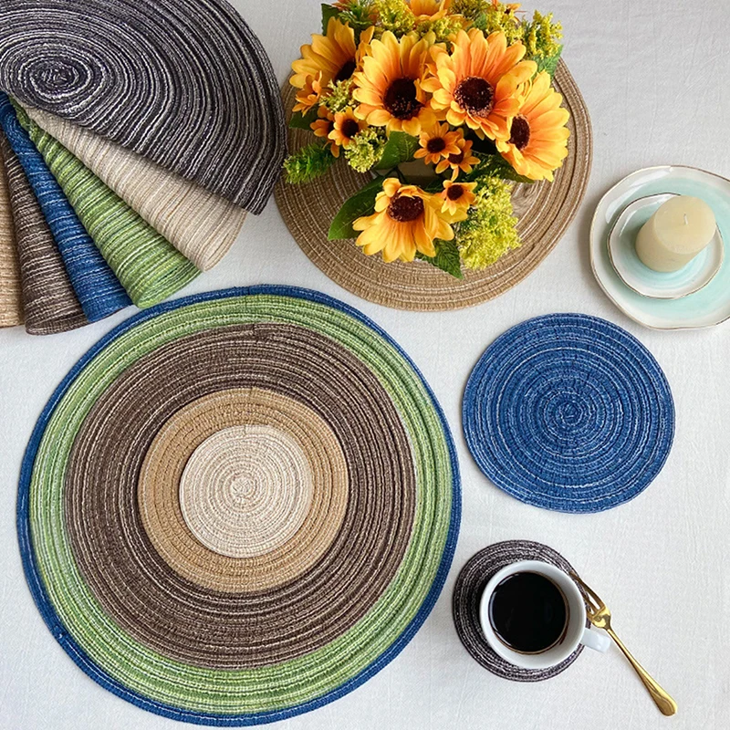4pcs-Round-Table-Mat-Woven-Ramie-Placemats-Anti-Slip-Dining-Table-Mats ...