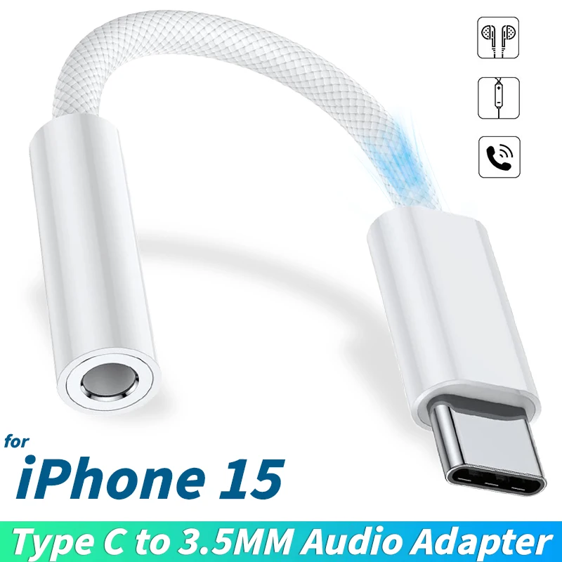 USB C To 3.5mm Aux Audio Cable Cord for IPhone 15 Pro Max 15 Plus ...