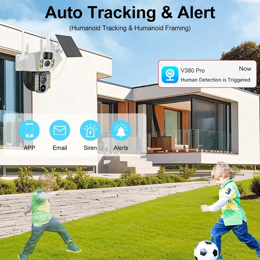 4K 4G SIM Card Dual Lens Solar Camera - 8MP Surveillance PTZ Battery ...