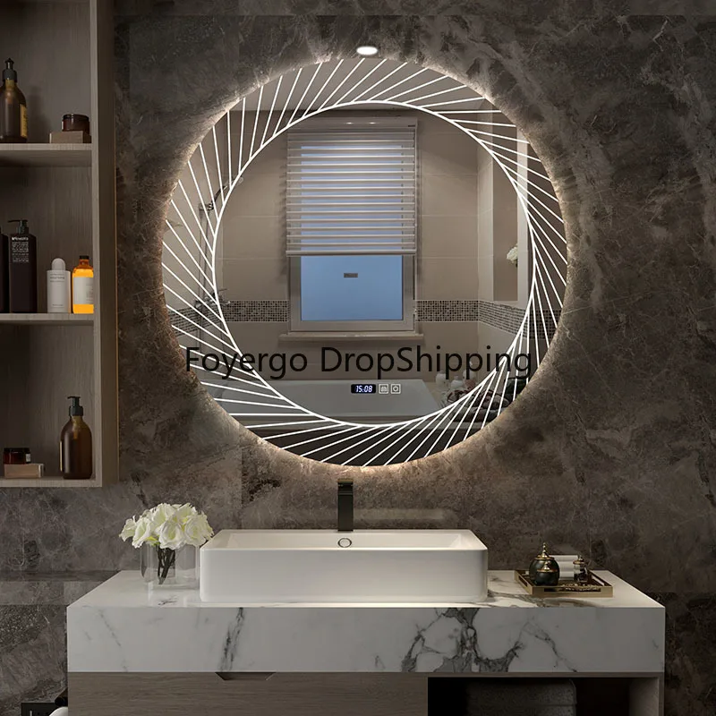 Led-Smart-Bathroom-Mirror-Lights-Luxury-Touch-Round-Bathroom-Mirror ...