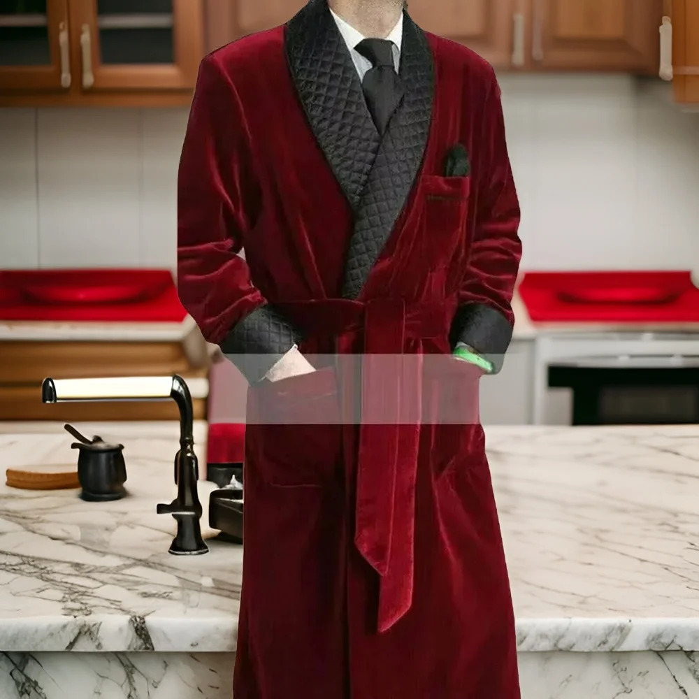 Velvet-Long-Men-Suit-Smoking-Jacket-Costume-Groom-Tuxedos-Shawl-Lapel ...