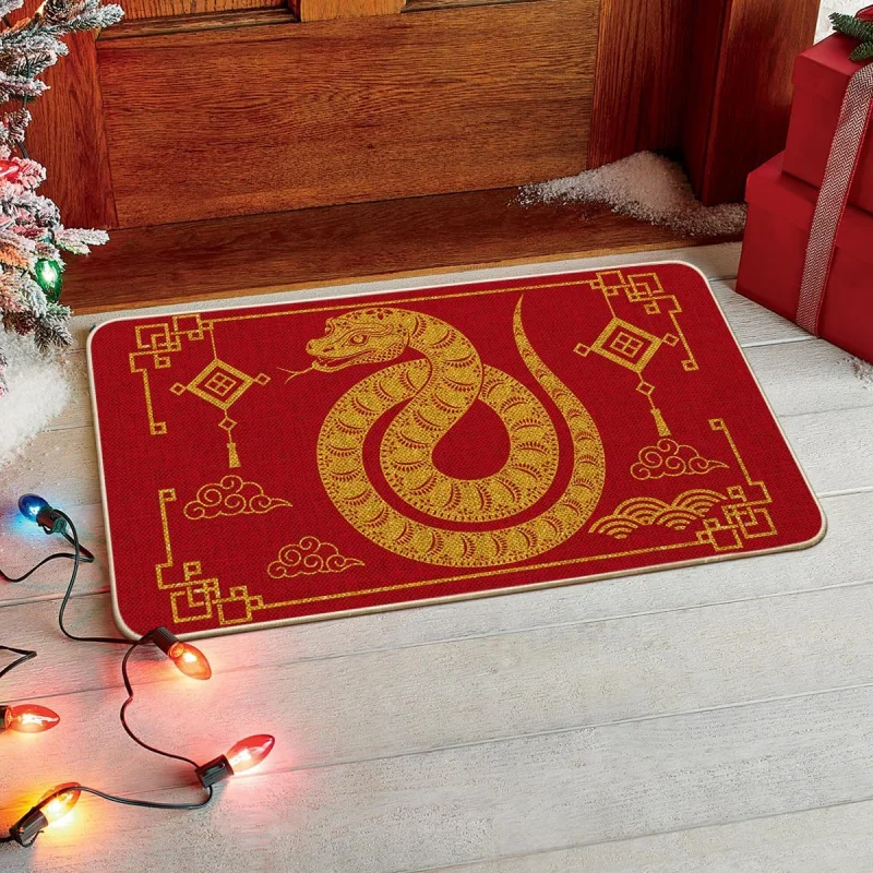 VIKAMA2025 Chinese Zodiac Snake Chinese Doormat Lunar New Year Home ...