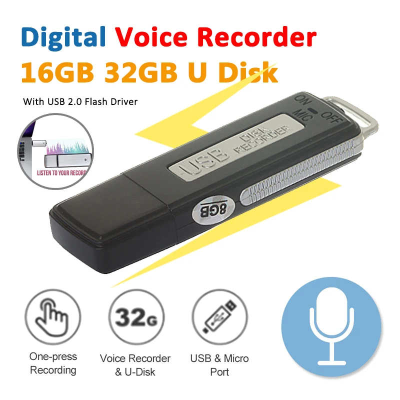 미니 디지털 음성 녹음기 U 디스크 Usb 오디오 딕터폰 긴 대기 시간 녹음 Otg 펜 Mp3 플레이어 안드로이드 Pc