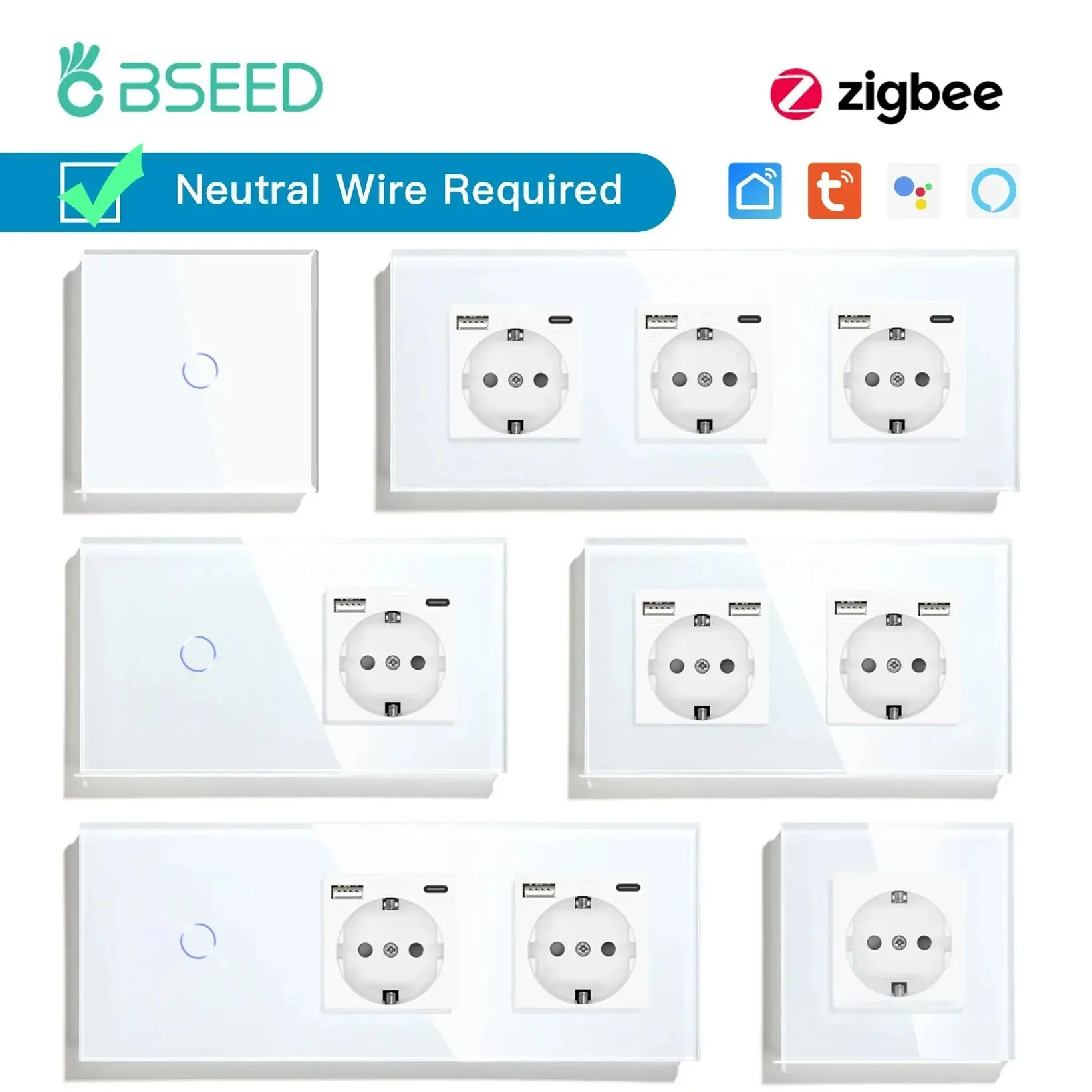 BSEED-Zigbee-Switches-1-2-3Gang-Smart-Light-Switch-EU-Normal-Wall ...