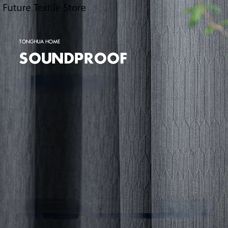 Soundproof Curtains for Living room bedroom across the road noise sound absorbing gray warm ...