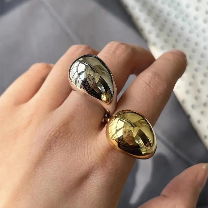 Minimalist-Gold-Color-Chunky-Rings-Trendy-Geometric-Round-Circle-Rings ...