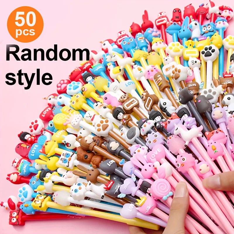 50 cartoon ballpoint pens, cartoon pen cap, protect the pen head ...