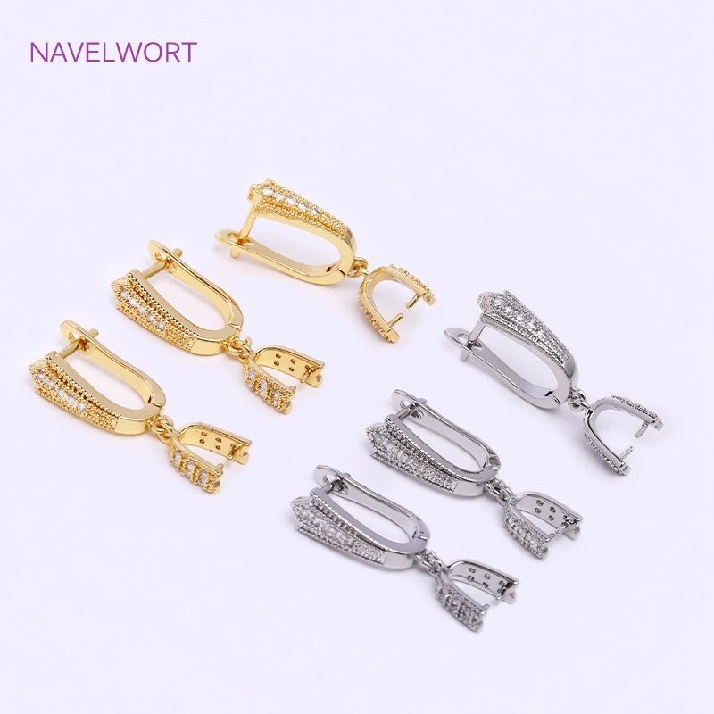 Trendy-Earring-Hook-With-Clamp-Pinch-Clip-Bails-Brass-Metal-Inlaid ...