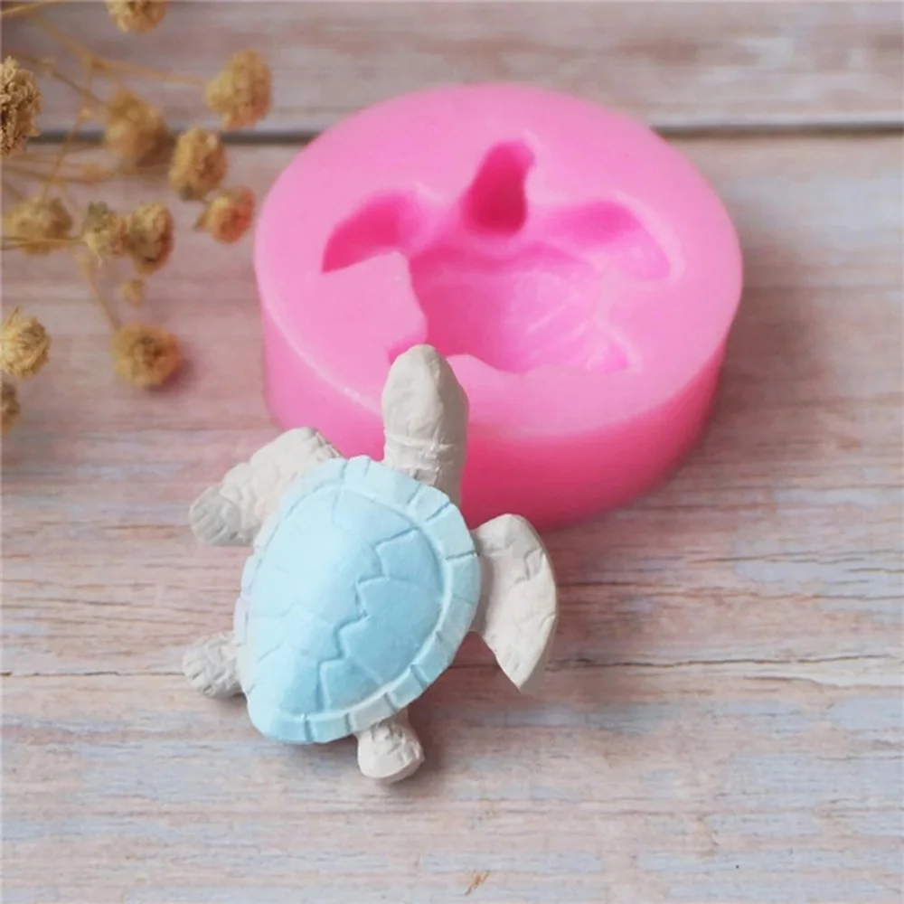 DIY Cute Sea Turtle Silicone Mold Cake Stand Fondant Molds Moon Cake ...