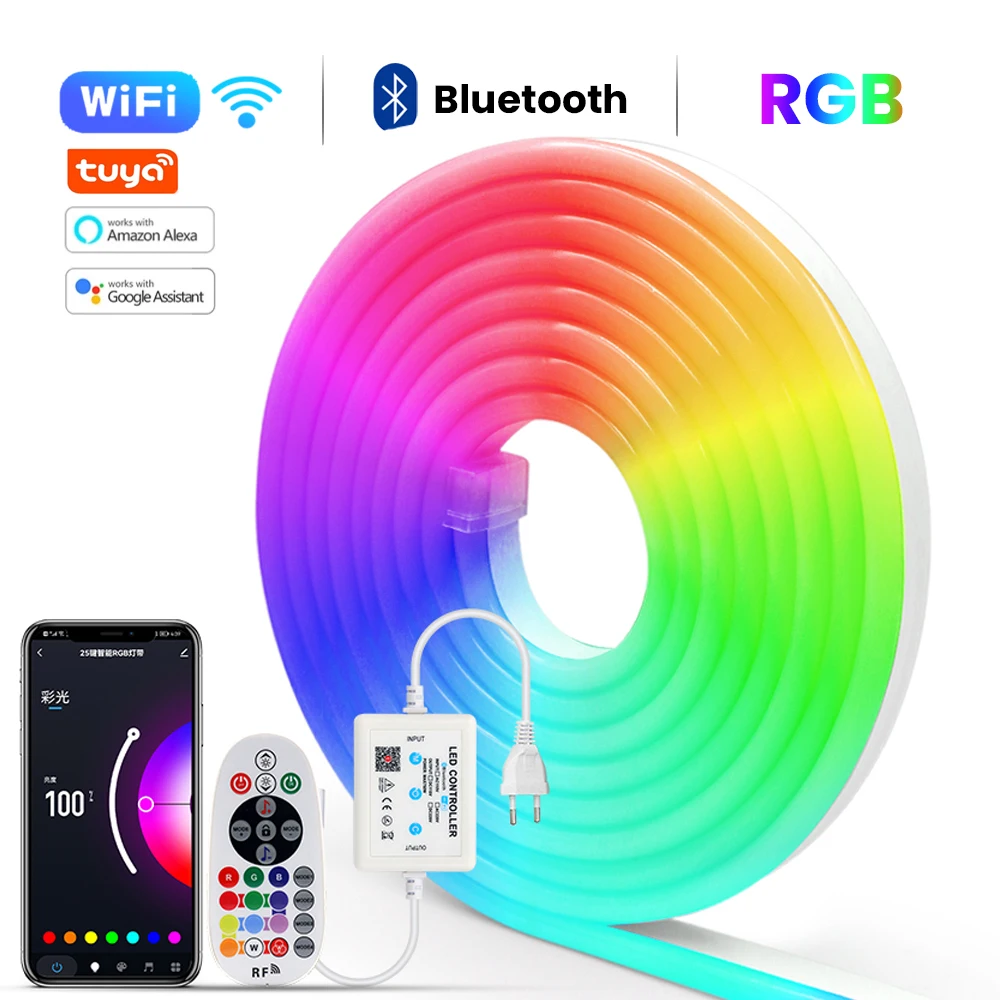 Inteligente-wifi-rgb-led-neon-luz-de-tira-regul-vel-110v-220v-ip67-fita ...