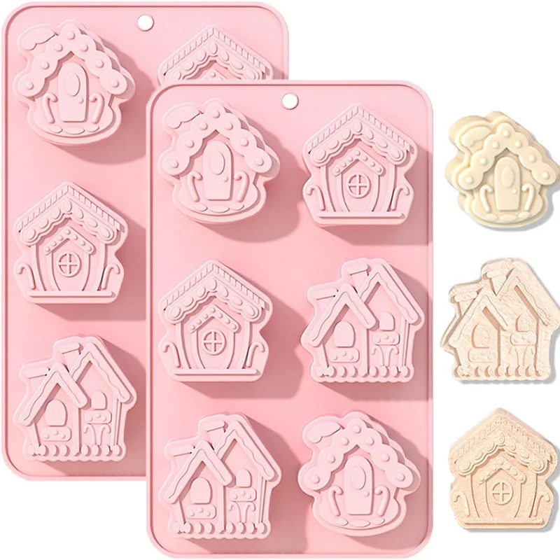 Christmas Silicone Molds Gingerbread House Mold for Baking Pink Jello ...