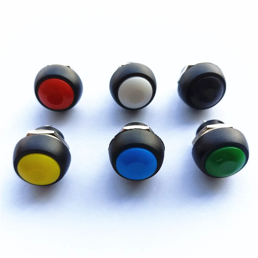 6-Colors-PBS-33B-2PIN-12mm-DC-AC-3A-125V-1A-250V-Plastic-Round-Self ...