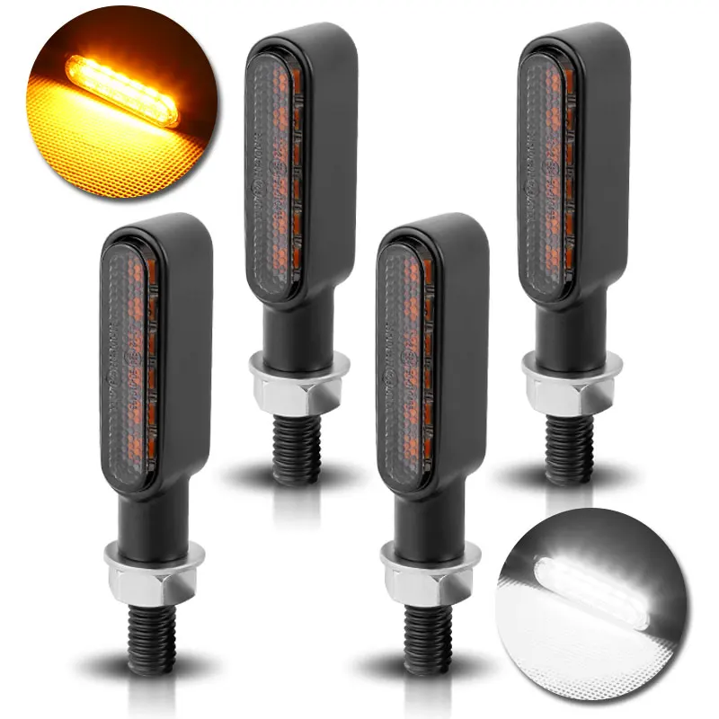 Motorcycle Mini LED Turn Signal Lights White Yellow Indicator Lamp 12V ...