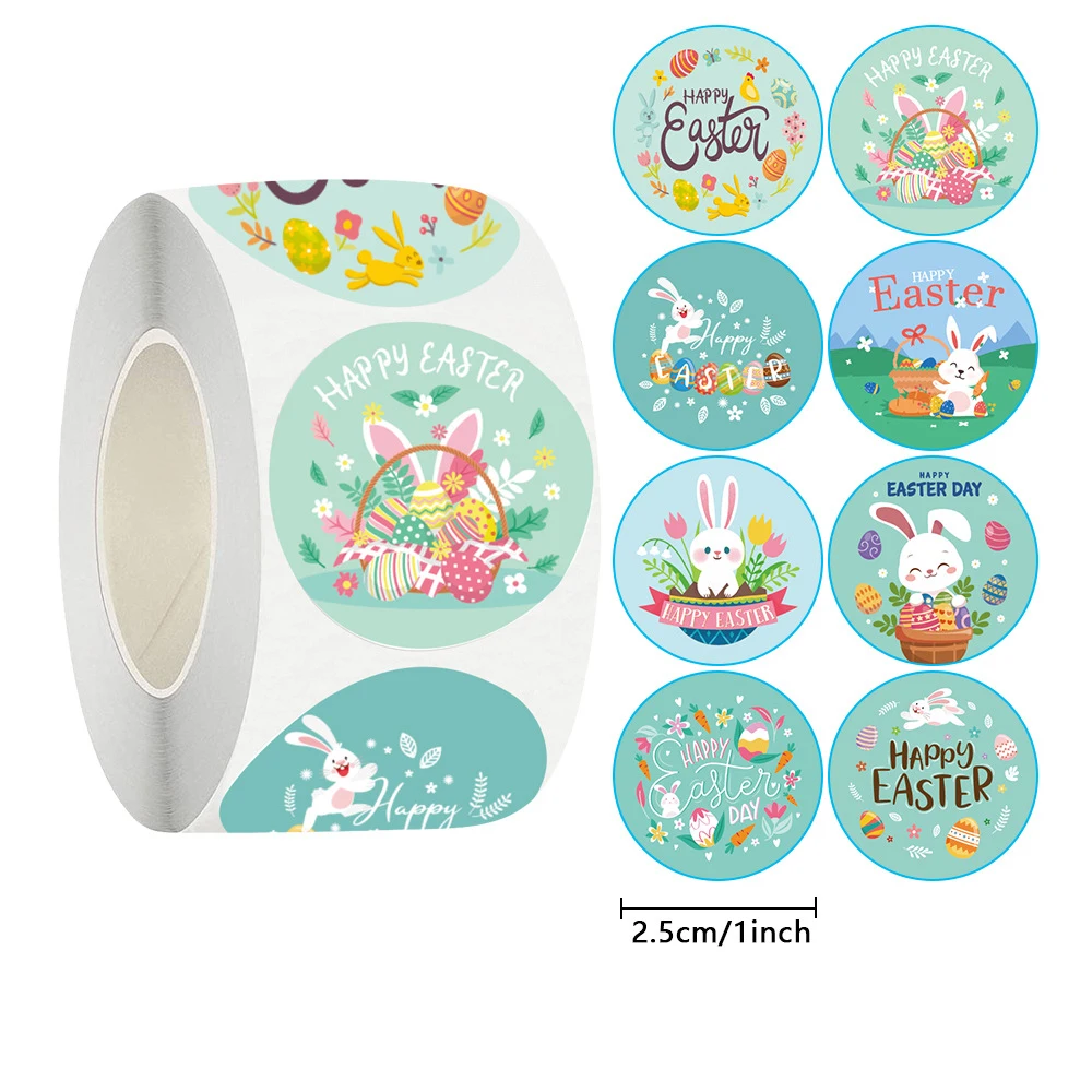 50-500pcs Happy Easter Stickers Cute Rabbit Stickers Gift Sealing ...