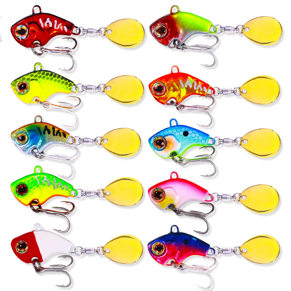 HENGJIA Rotating Metal VIB Vibration Bait 9g 13g 16g 22g Spinner Sinking Spoon Pin Crankbait ...