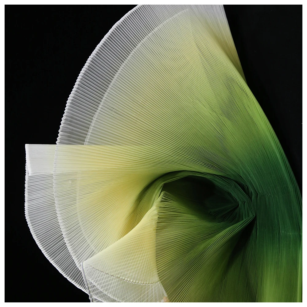Green-Gradient-Organ-Pleated-Hard-Mesh-Fabric-Plisse-Fabric-Accordion ...