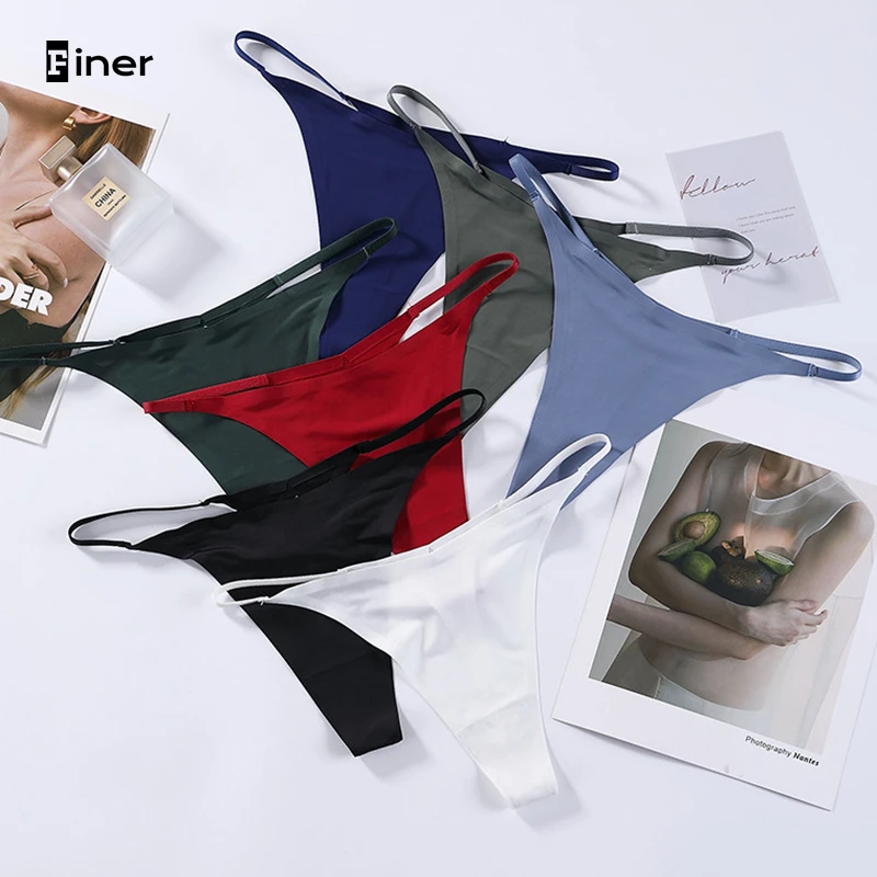 Ice Silk Women Seamless Thong Panties Light Bikini Panty Fitness Sprots ...