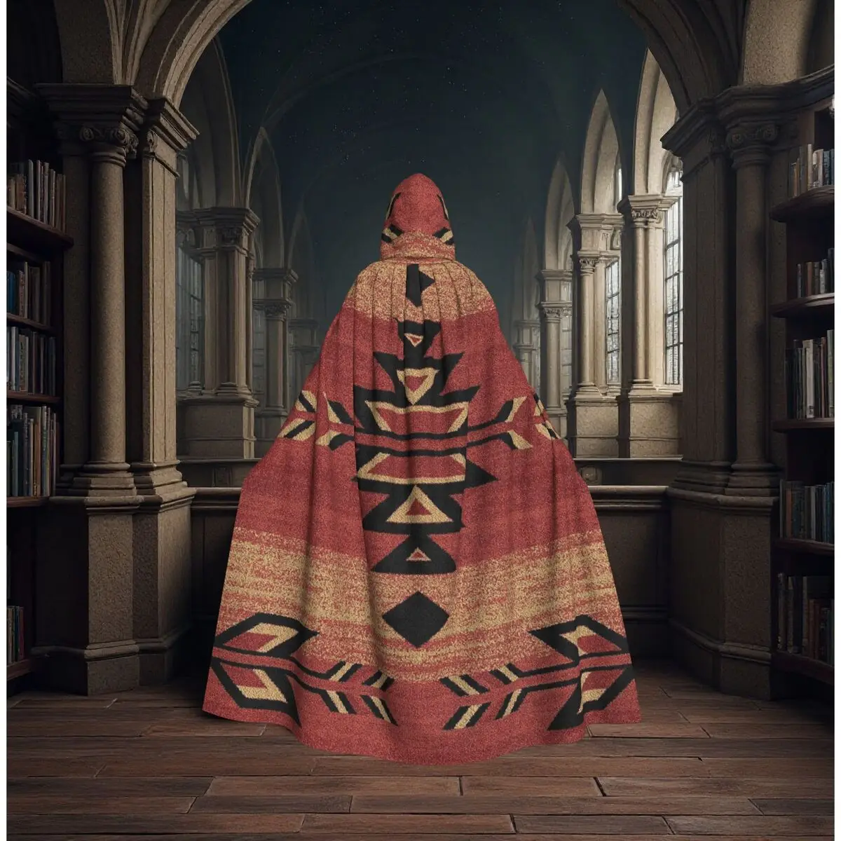 Aztec Tribal Intricate Tribal Patterns Long Hooded Cloak Witch Medieval ...