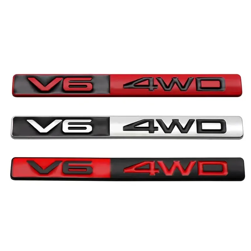 3D-Metal-V6-4WD-Logo-Car-Trunk-Badge-Emblem-Rear-Body-Tailgate-Adhesive ...
