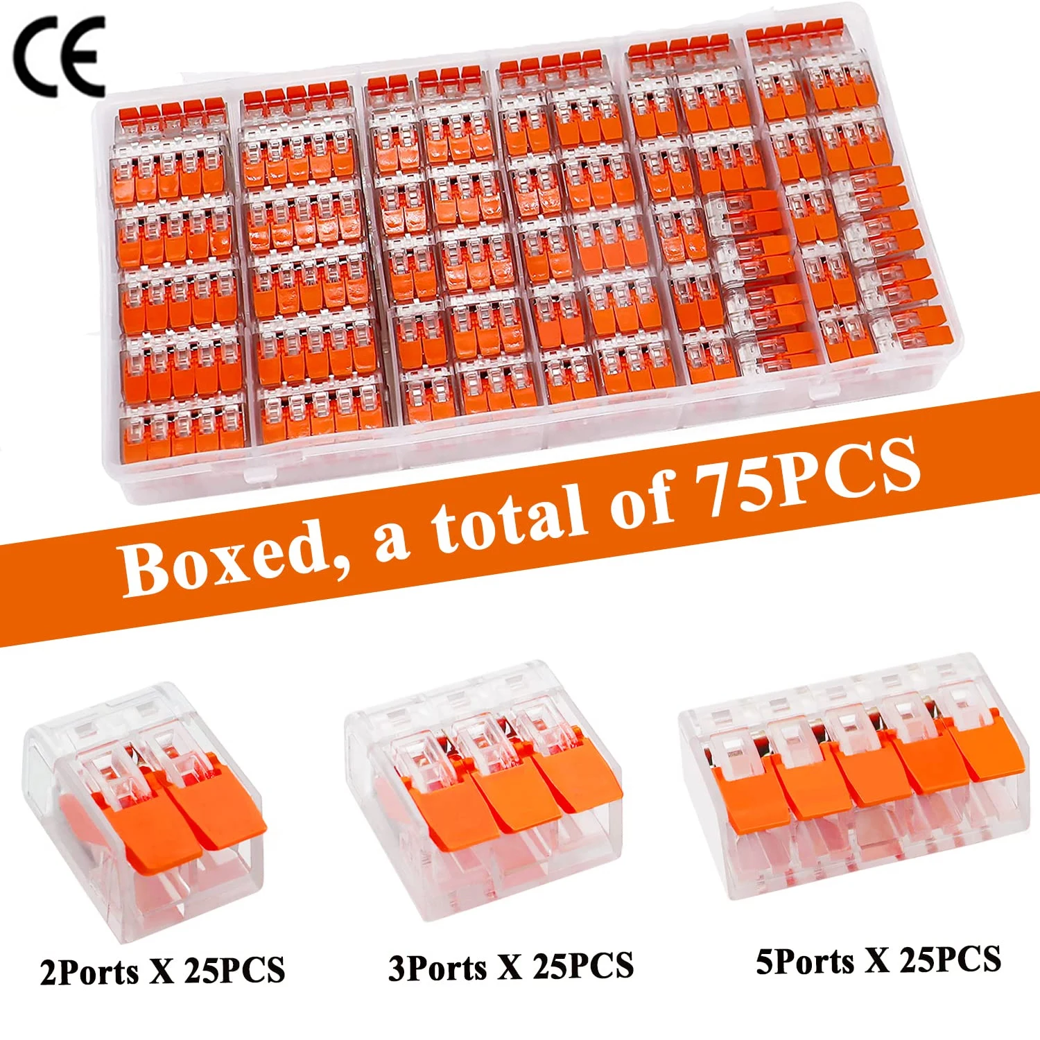 2-75pcs-Lever-Wire-Nut-Connector-Assortment-Kit-Compact-Splicing-Wire ...