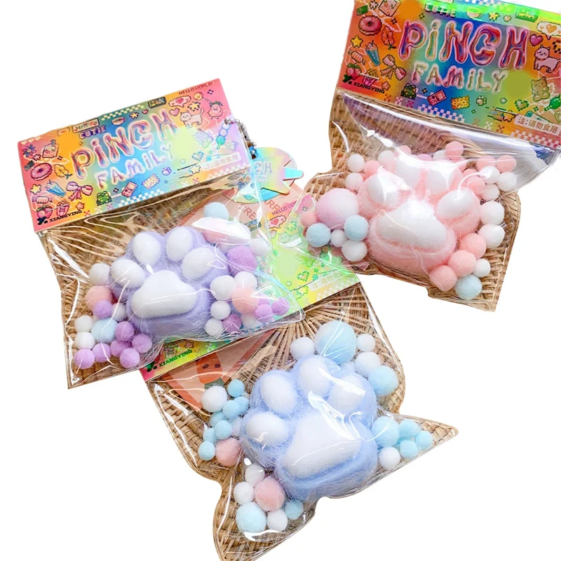 1PC-Handmade-Flocking-Cat-s-Paw-Stress-Relief-Squishy-Toy-Mochi-Slow ...