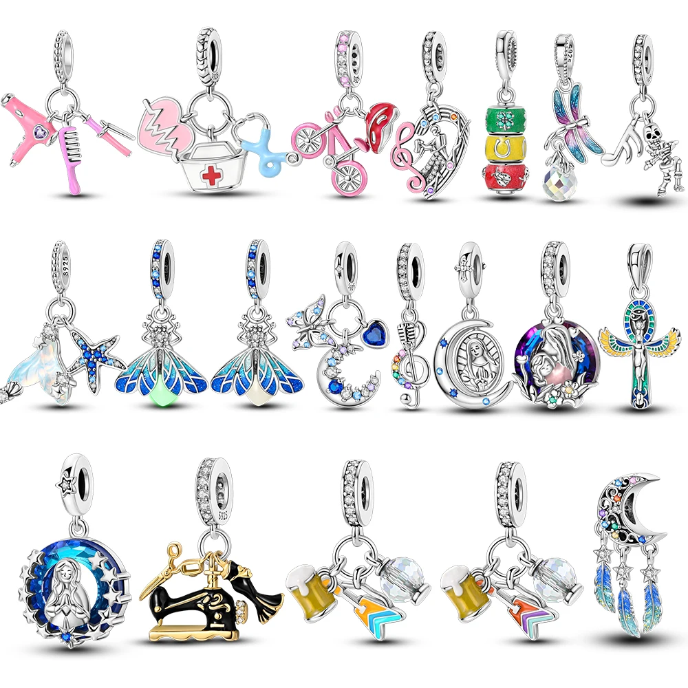 Abalorios-para-m-quina-de-coser-de-Plata-de-Ley-925-colgante-DIY-con ...