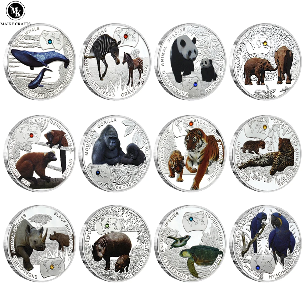 African-Endangered-Animals-Challenge-Coin-Metal-Silver-Plated-Crystal ...